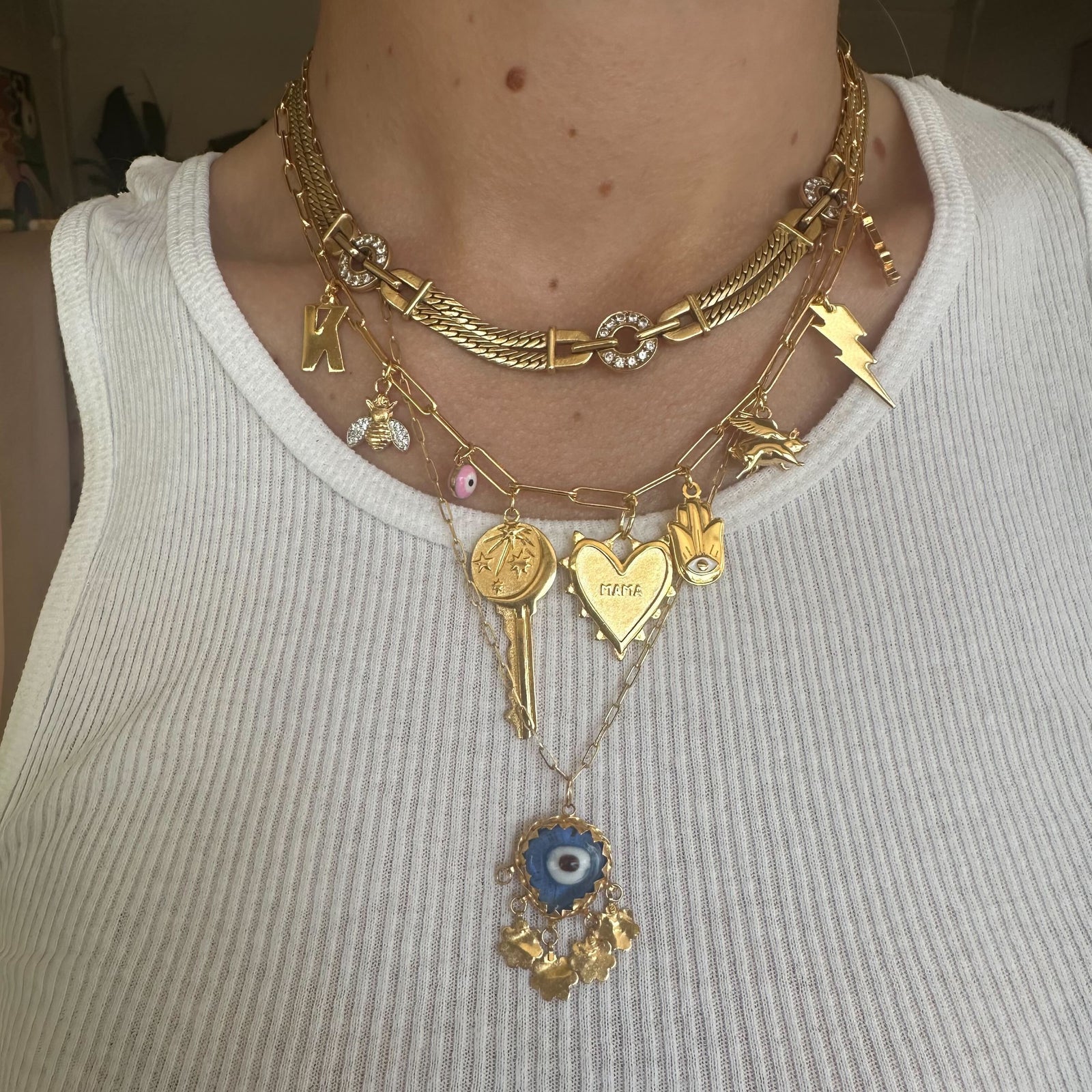 Gigi Hadid s Loaded Charm Necklace Hart