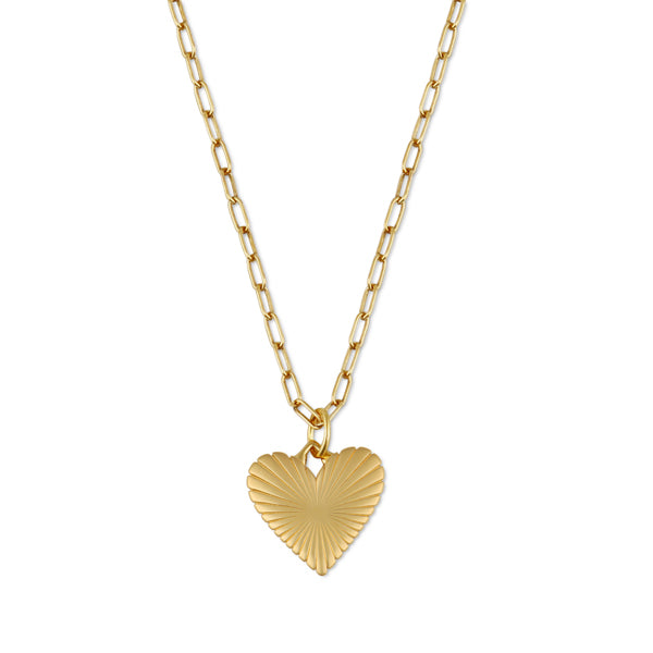 Small Ribbed Heart of Gold Necklace – HART